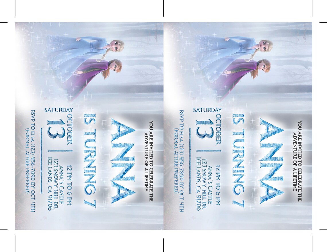 Frozen 2 Anna and Elsa Fog Forest Invitation Frozen 2 - Etsy