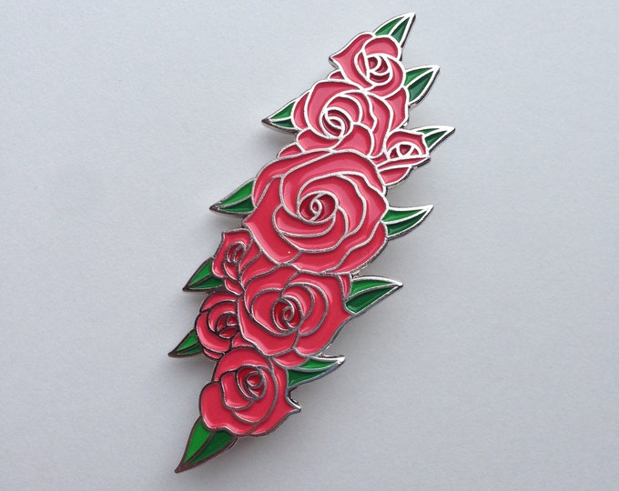 Rose Lightning Bolt Enamel Pin | Etsy