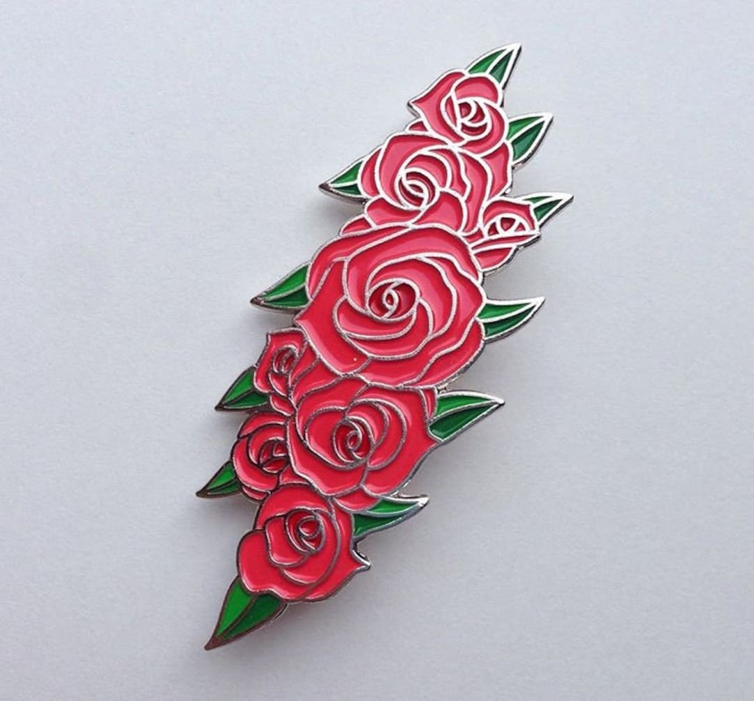 Rose Lightning Bolt Enamel Pin - Etsy