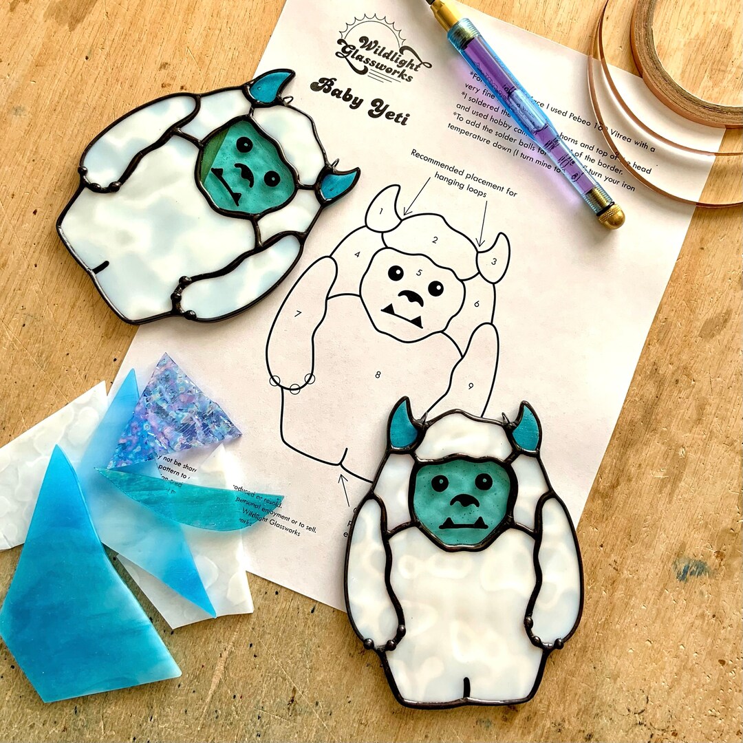 DIGITAL DOWNLOAD Pattern | Baby Yeti Stained Glass Pattern | Cute ...