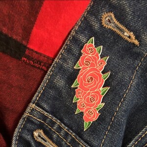 Rose Lightning Bolt Enamel Pin - Etsy