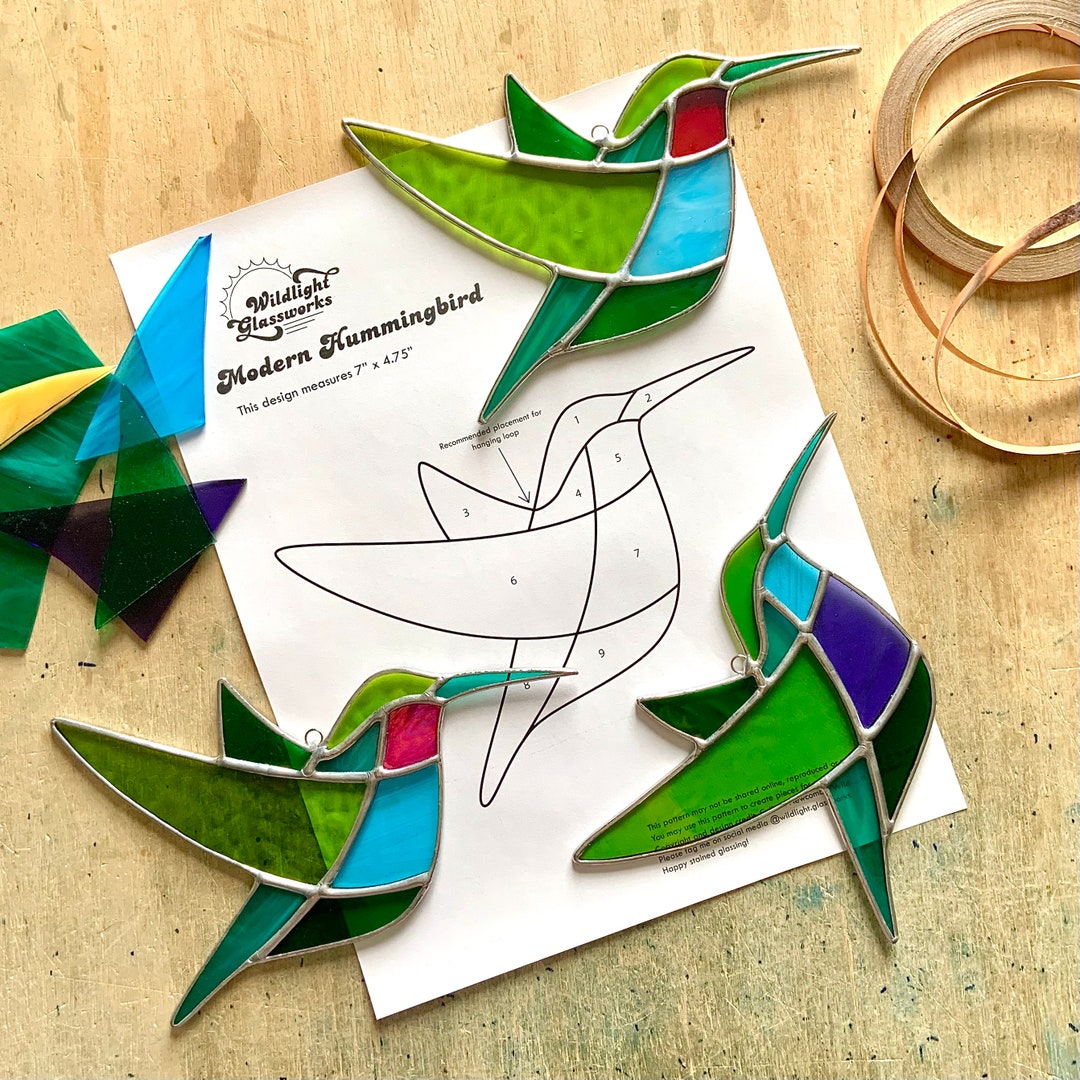 Modern Hummingbird Stained Glass Pattern: Beginner Friendly (digital ...