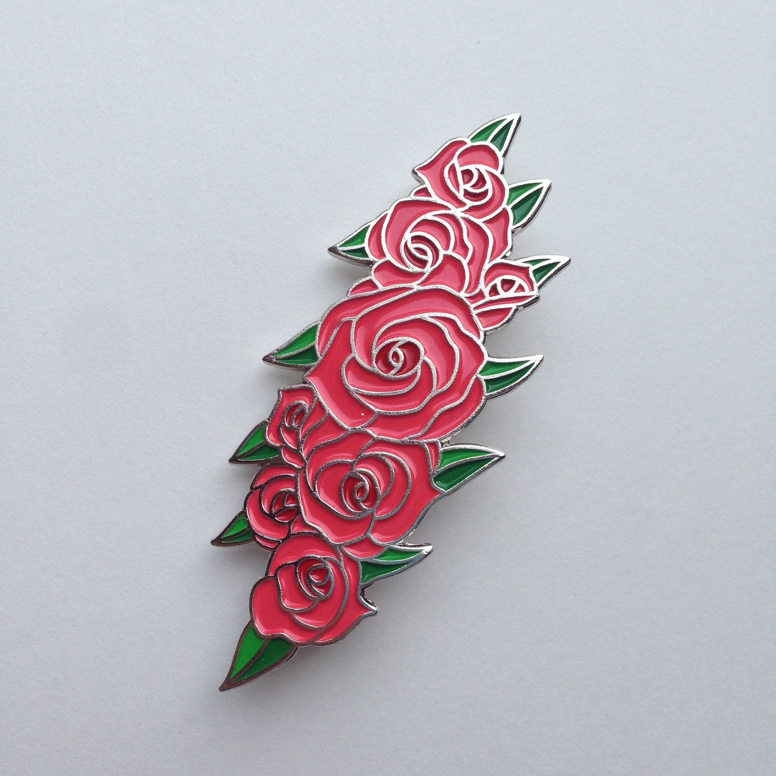 Rose Lightning Bolt Enamel Pin - Etsy