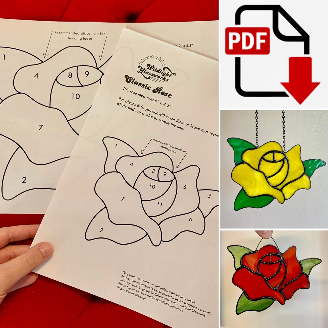 DIGITAL DOWNLOAD Pattern | Classic Rose Garden Stained Glass Pattern - Etsy