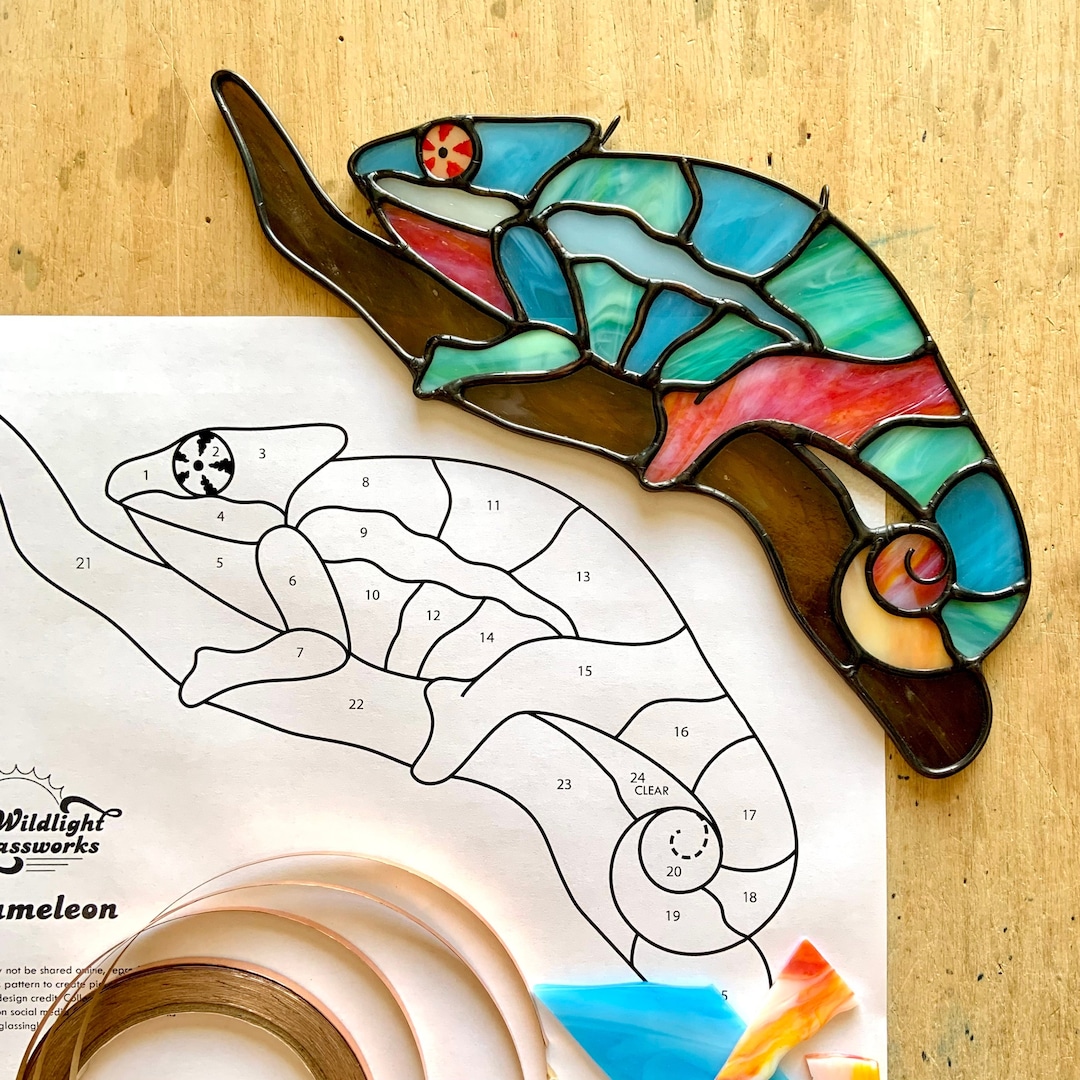 Pattern Chameleon Digital Download Animal Stained Glass Pattern - Etsy