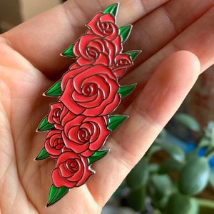 Rose Lightning Bolt Enamel Pin - Etsy
