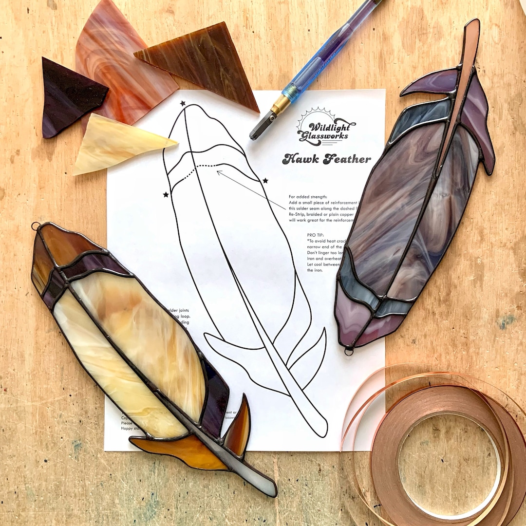 DIGITAL DOWNLOAD Pattern | Hawk Feather Stained Glass Pattern ...