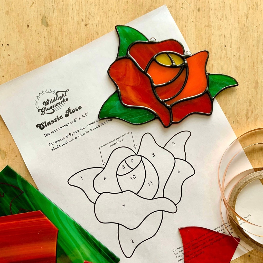 DIGITAL DOWNLOAD Pattern | Classic Rose Garden Stained Glass Pattern - Etsy