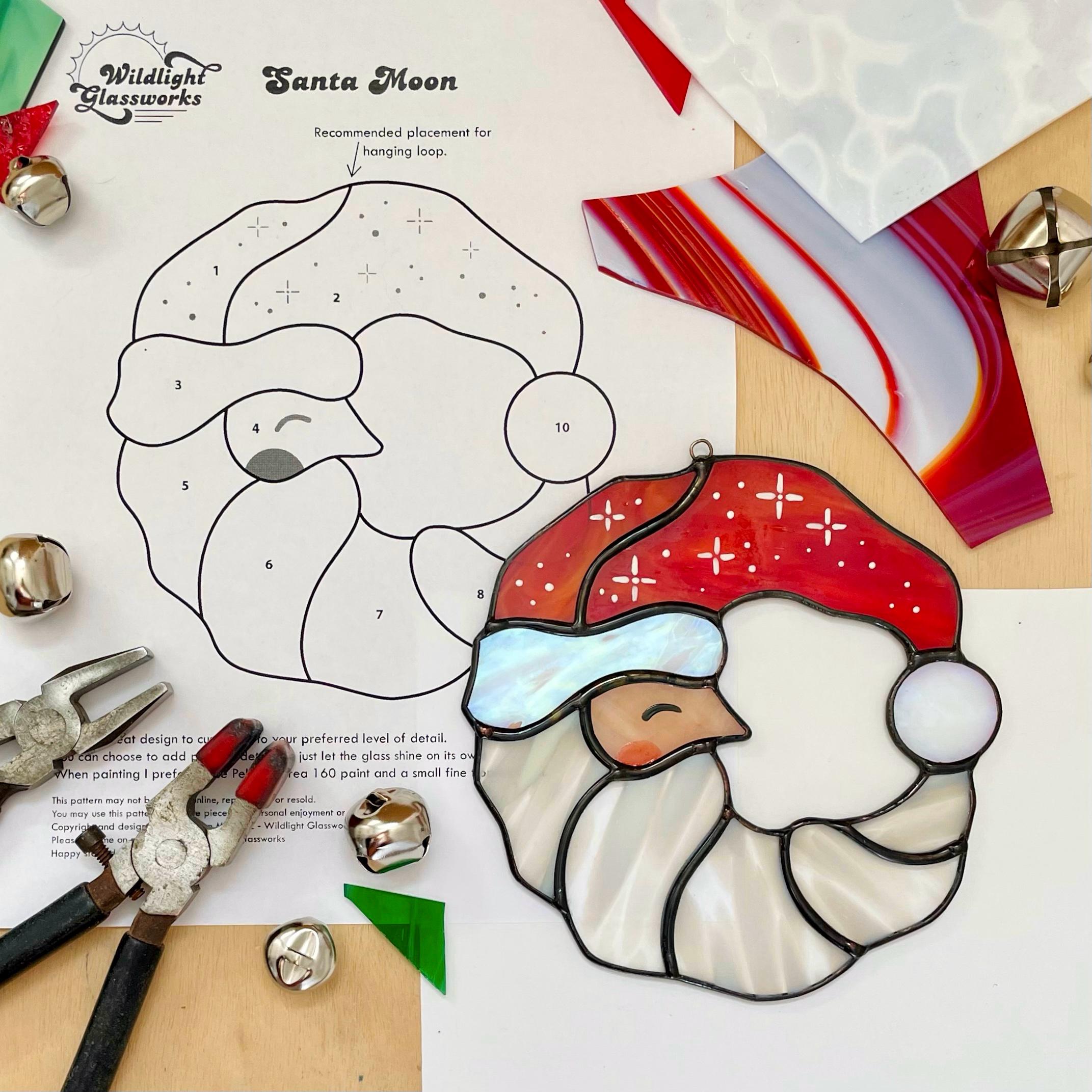 DIGITAL DOWNLOAD Pattern | Santa Moon Stained Glass Pattern | Easy ...