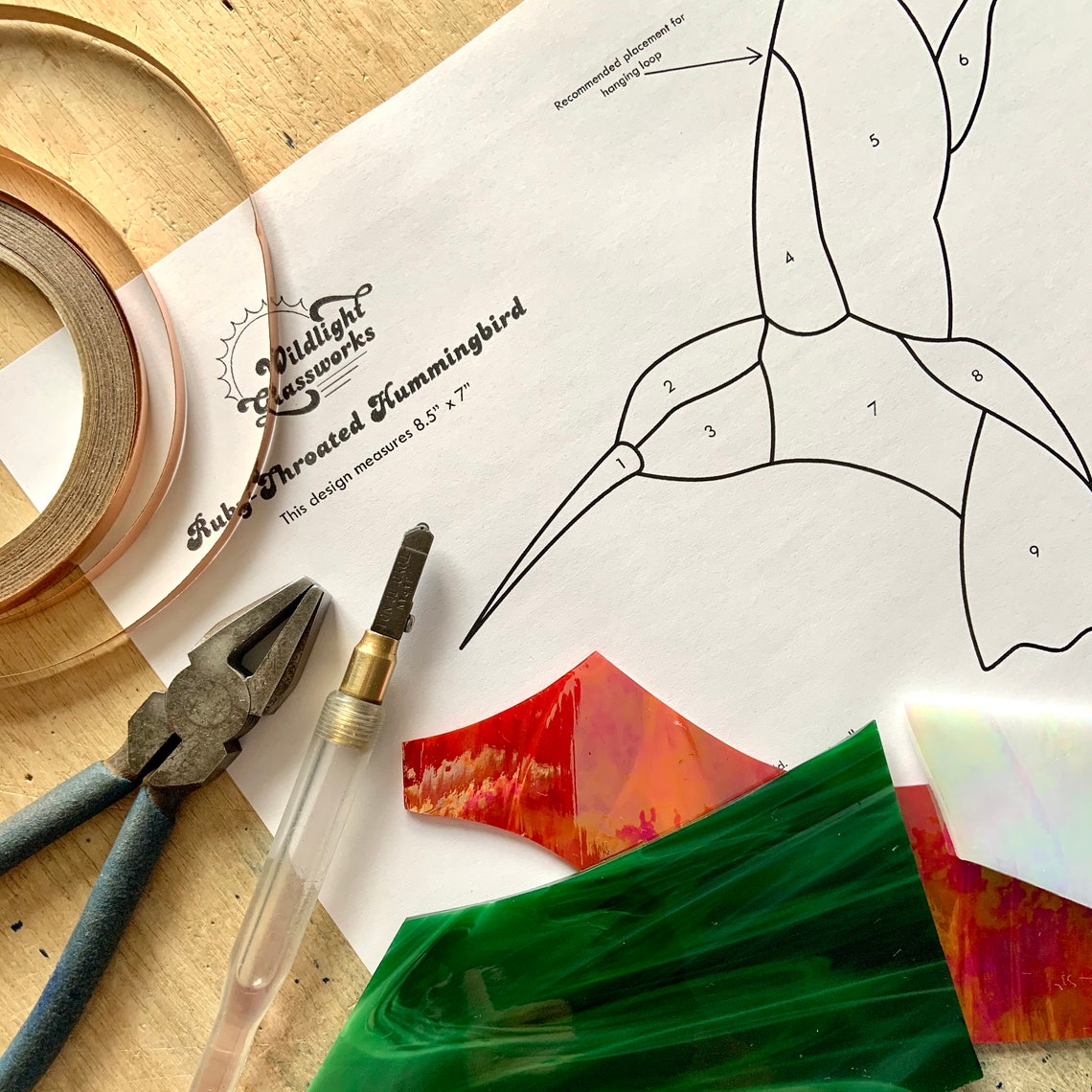 DIGITAL DOWNLOAD Pattern Ruby Throated Hummingbird Stained - Etsy