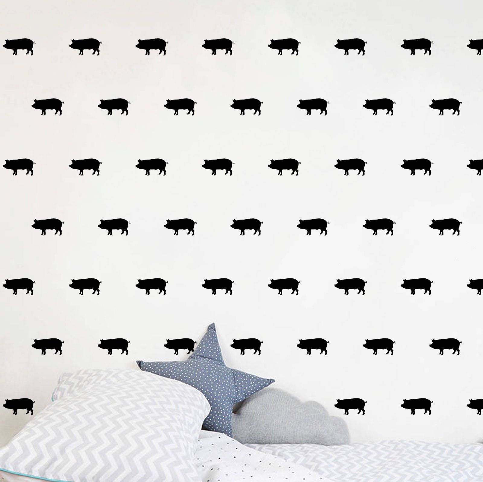 Set of Pig Wall Decals Set Stickers Wall Pattern Decals - Etsy