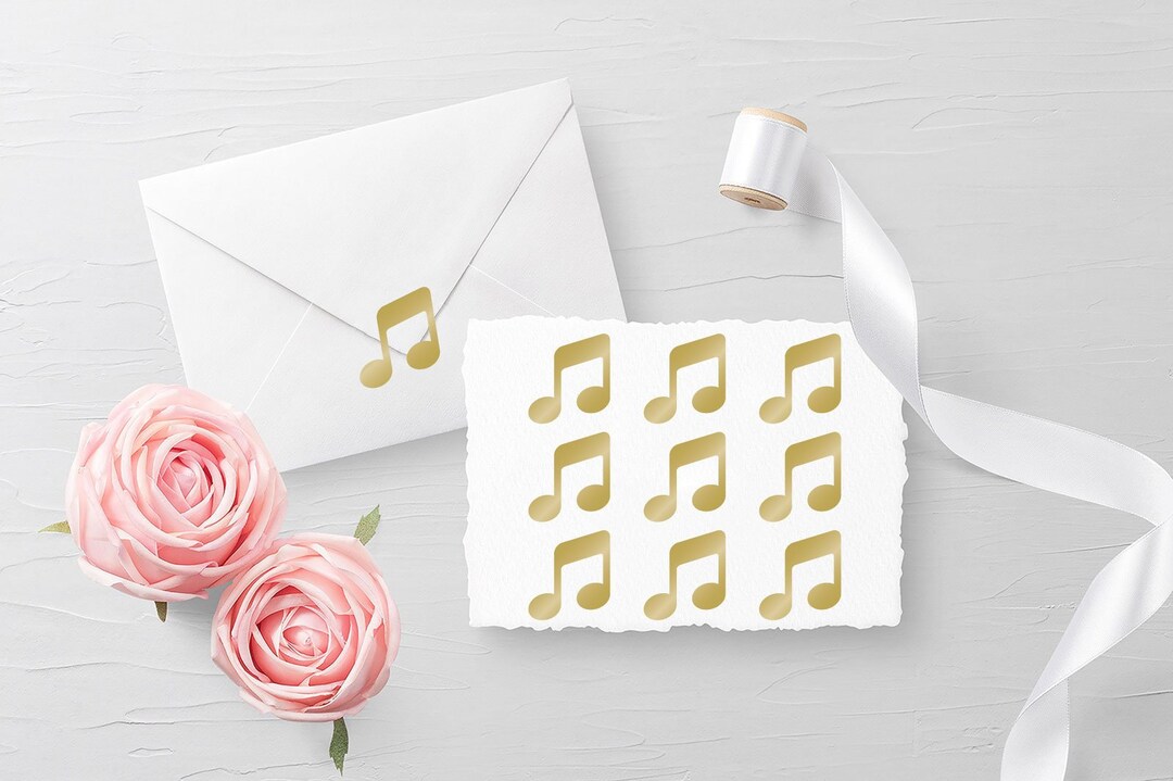 Set of 10 Music Note Decals, Envelope Seals, Glass Decals, Birthday ...