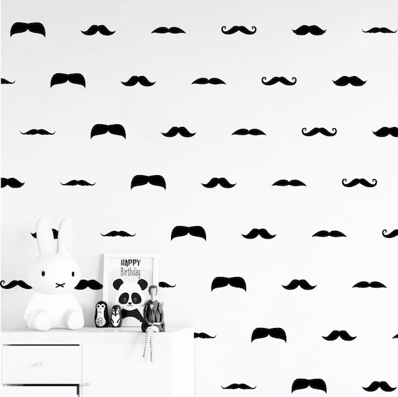 Set of Mustache Wall Decals Set Stickers Wall Pattern Decals | Etsy