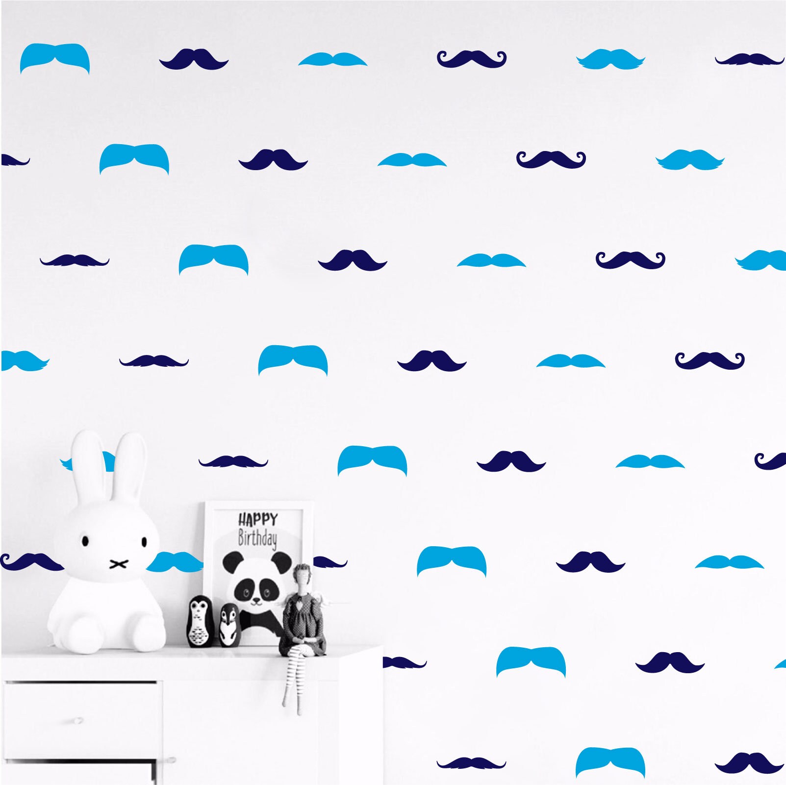 Set of Mustache Wall Decals Set Stickers Wall Pattern Decals | Etsy
