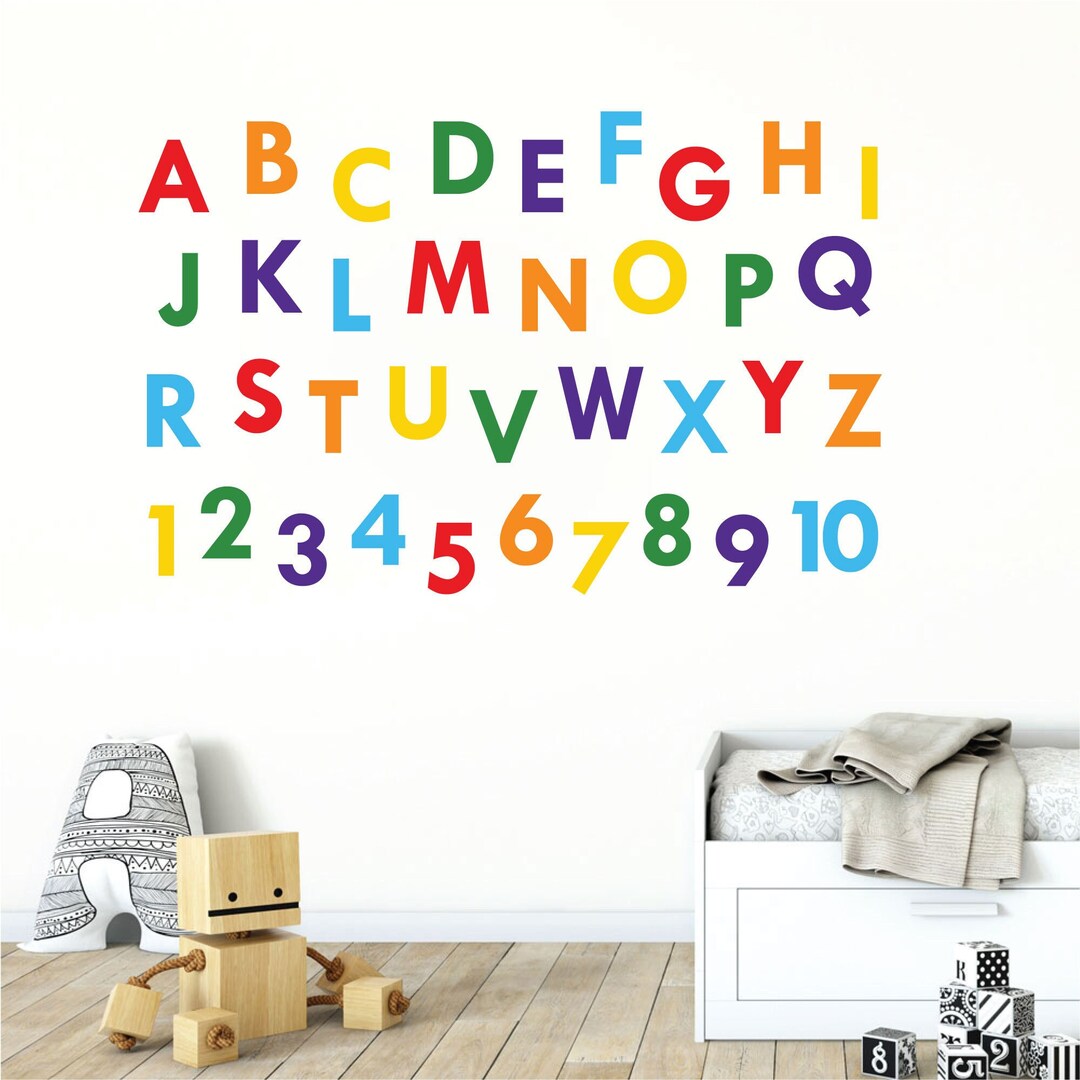 Set of Kids Alphabet & Numbers Wall Decals, Children, Letters ...