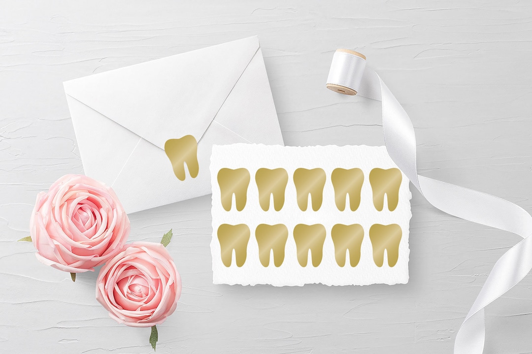 Set of 10 Tooth Decals, Envelope, Birthday, Glass, Invitation, Planner ...