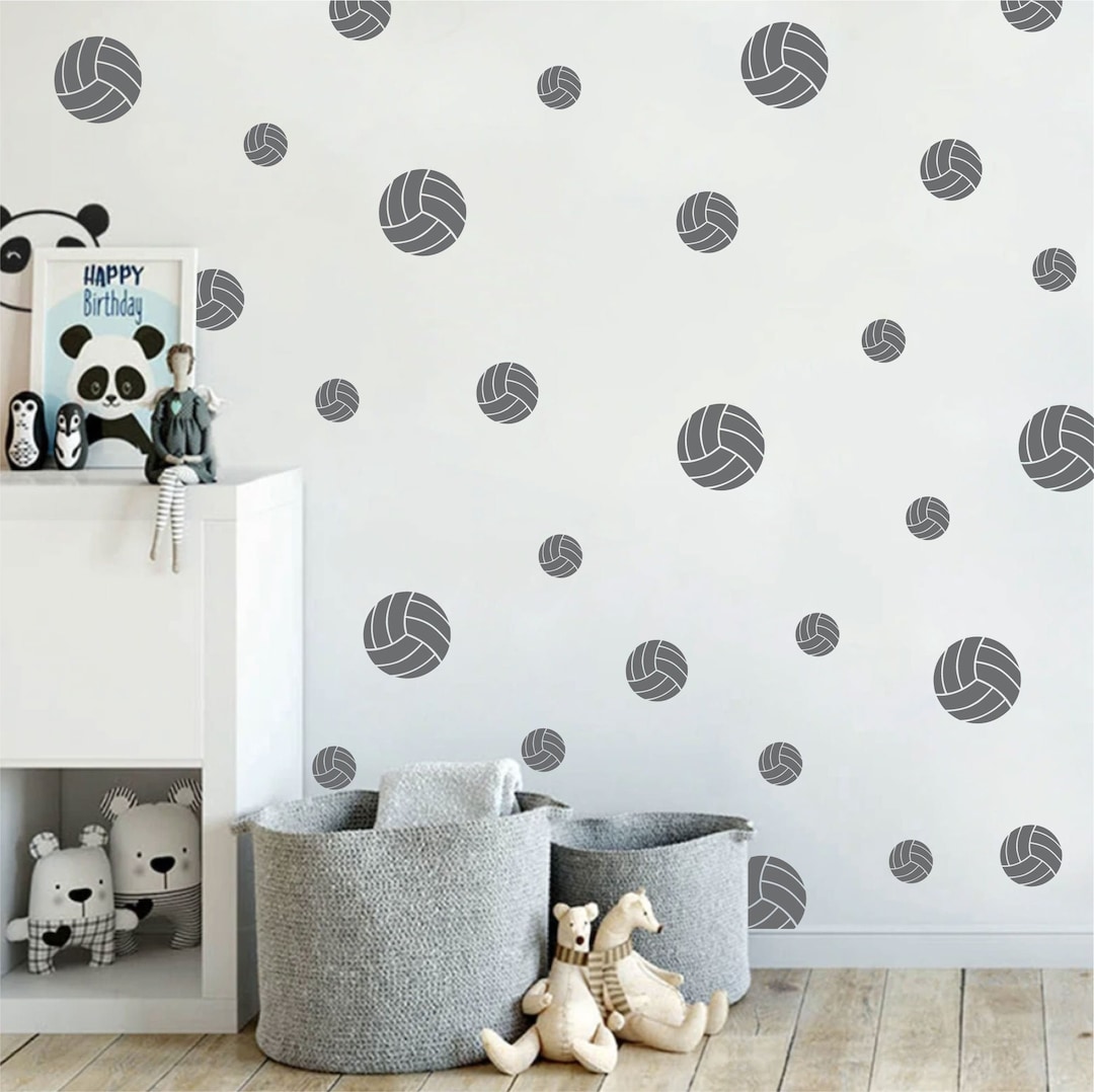 Set of Volleyball Wall Decals Set Stickers Confetti Pattern - Multiple ...