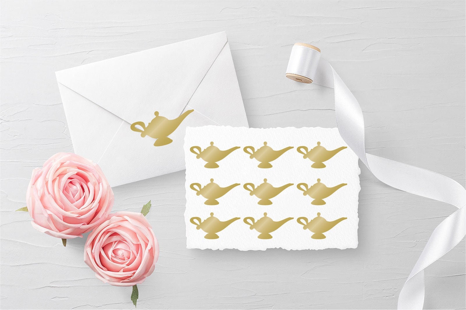 Set of 10 Aladdin Lamp Decals, Genie Envelope Seals, Birthday Seals ...