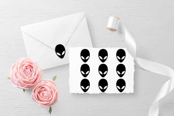 Set of 10 Alien Head Decals Envelope Seals Glass Decals | Etsy