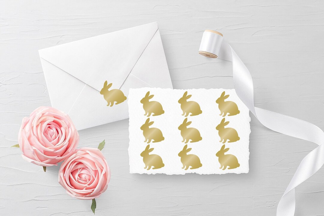 Set of 10 Rabbit Decals, Envelope Seals, Birthday Seals, Glass Decals ...