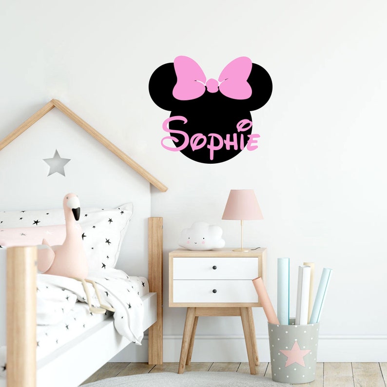 Personalized Name Wall Decal With Minnie Mouse & Bow - Multiple Colors ...