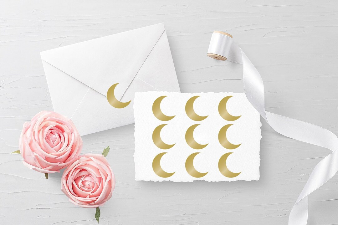 Set of 10 Crescent Moon Decals, Envelope Seals, Stickers - Multiple ...