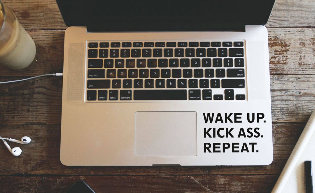 Wake up Kick Ass Repeat Laptop Vinyl Decal MacBook Sticker Window Mac ...