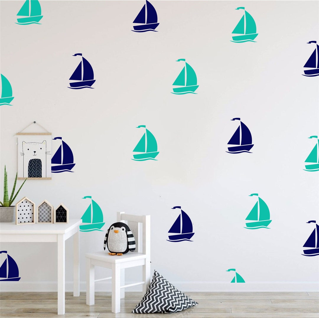 Set of Sailboat Wall Decals Set Stickers Confetti - Multiple Colors ...