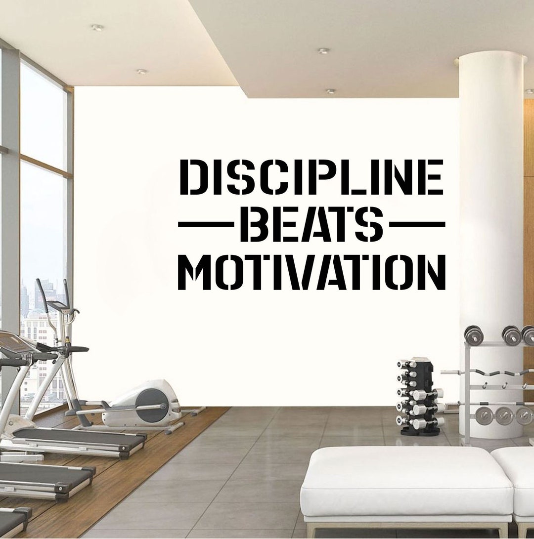 Discipline Beats Motivation Wall Decal, Gym, Inspiring, Motivation ...