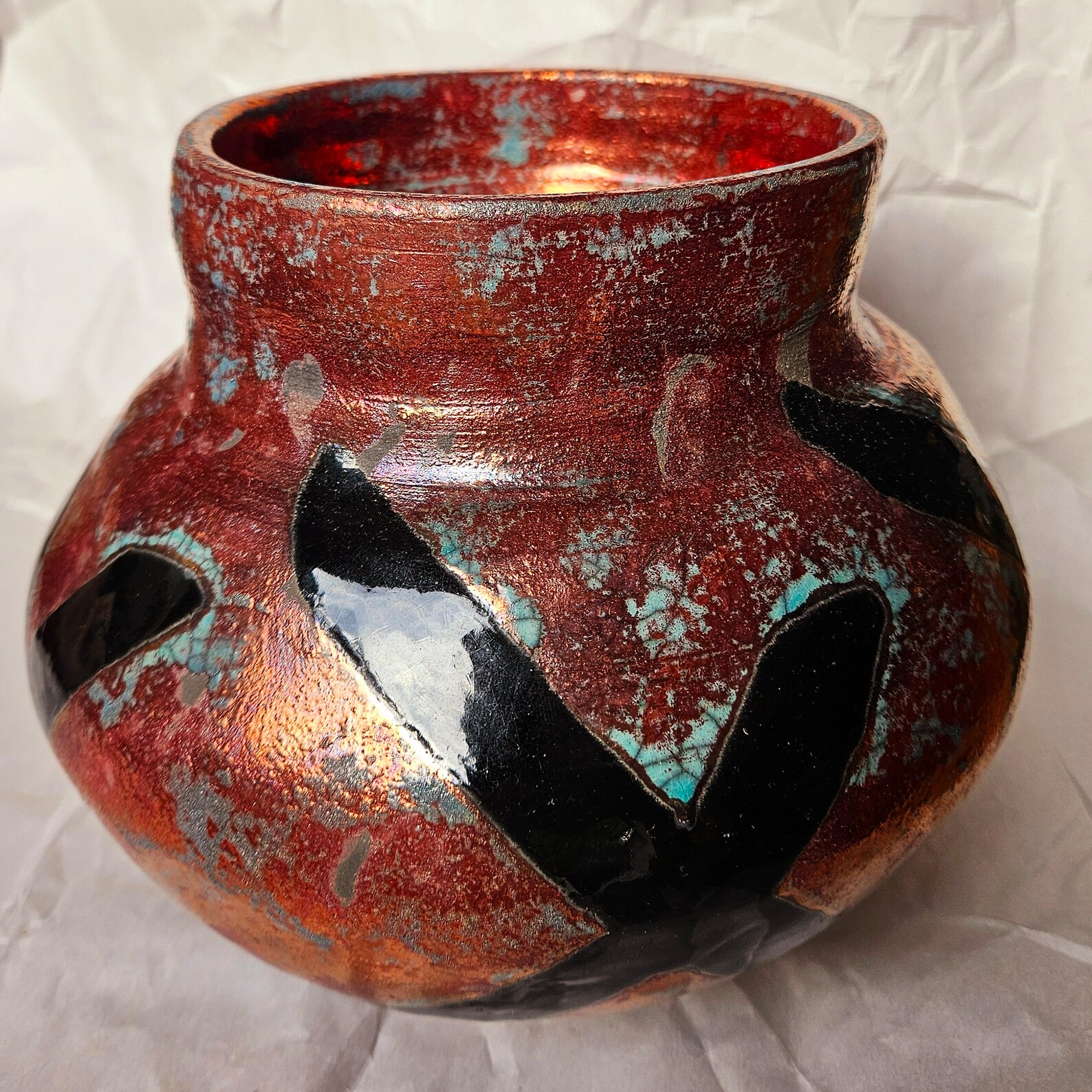 Copper Glazed Raku Pottery Bowl, Studio Pottery Vessel, Listed Artist ...