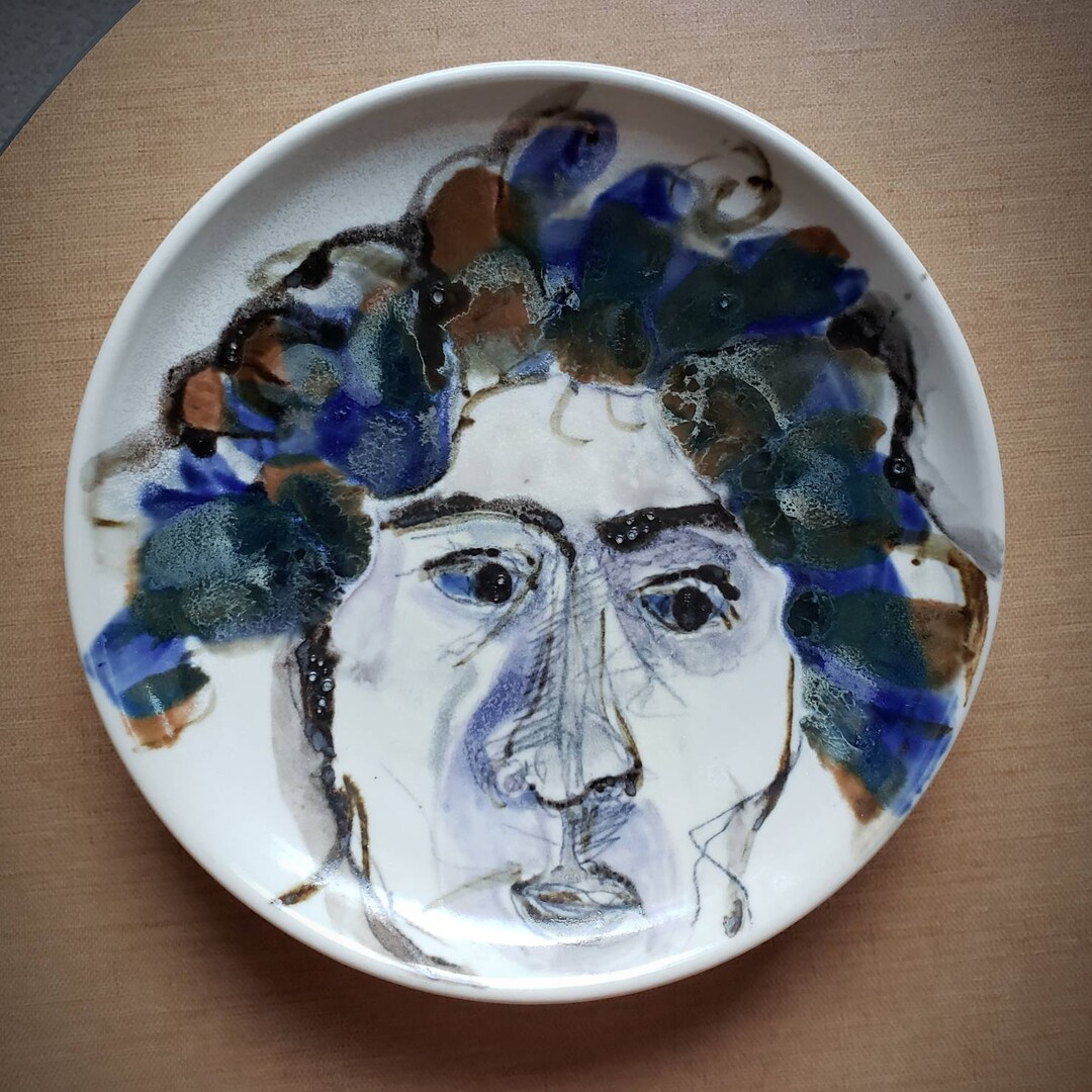 Vintage Walter Dexter Studio Pottery Portrait Plate, Mid-century ...