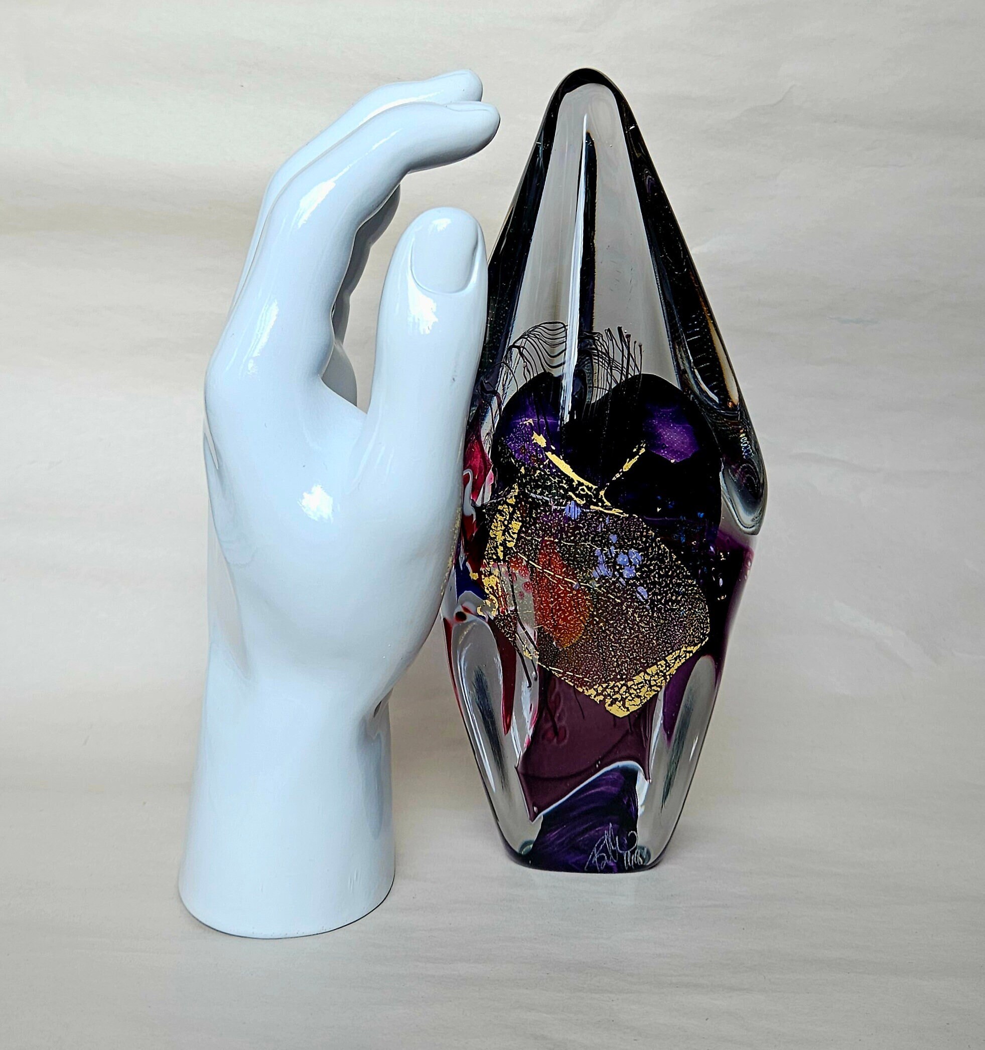 Eric Brakken Art Glass Desktop Sculpture, Monumental Paperweight ...
