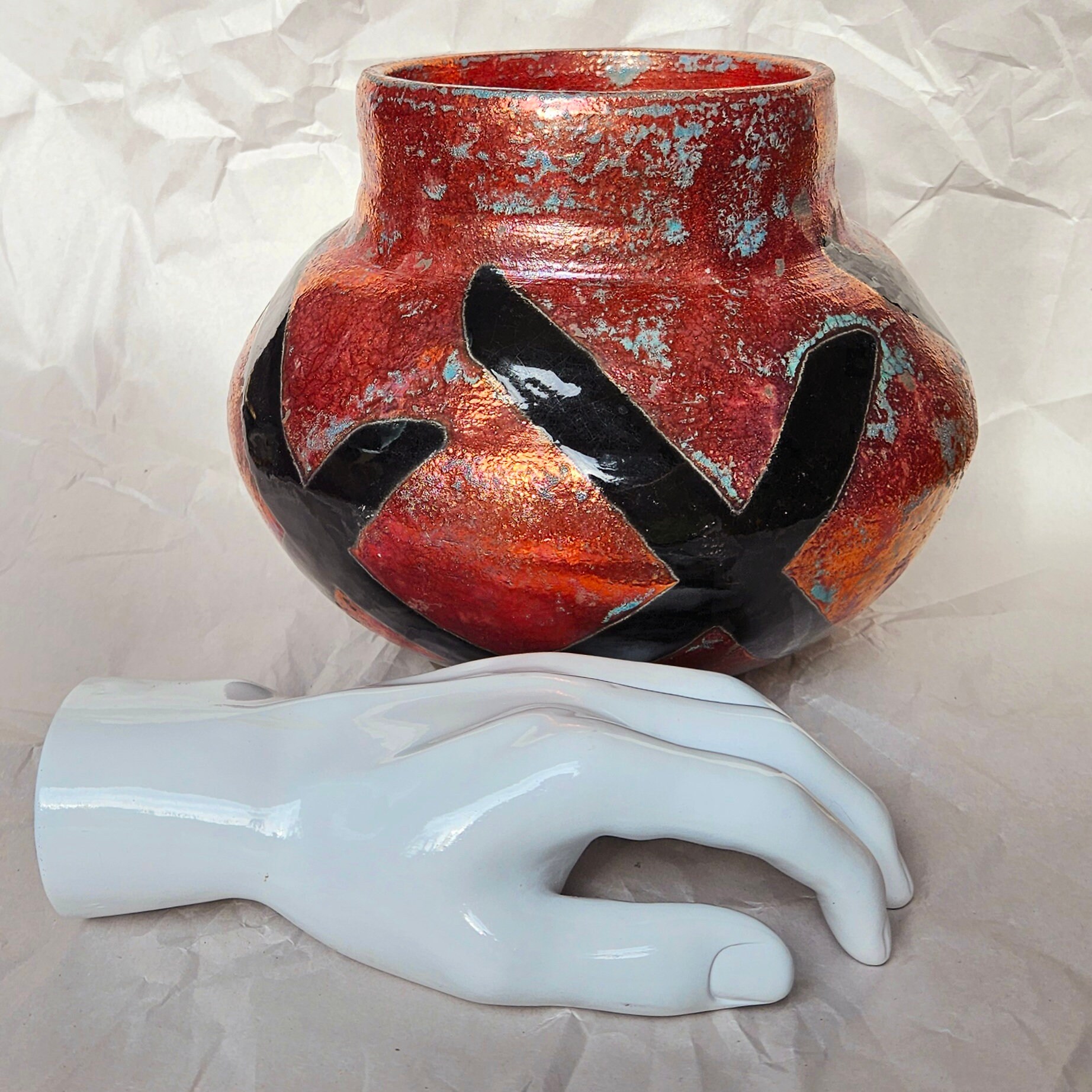 Copper Glazed Raku Pottery Bowl, Studio Pottery Vessel, Listed Artist ...