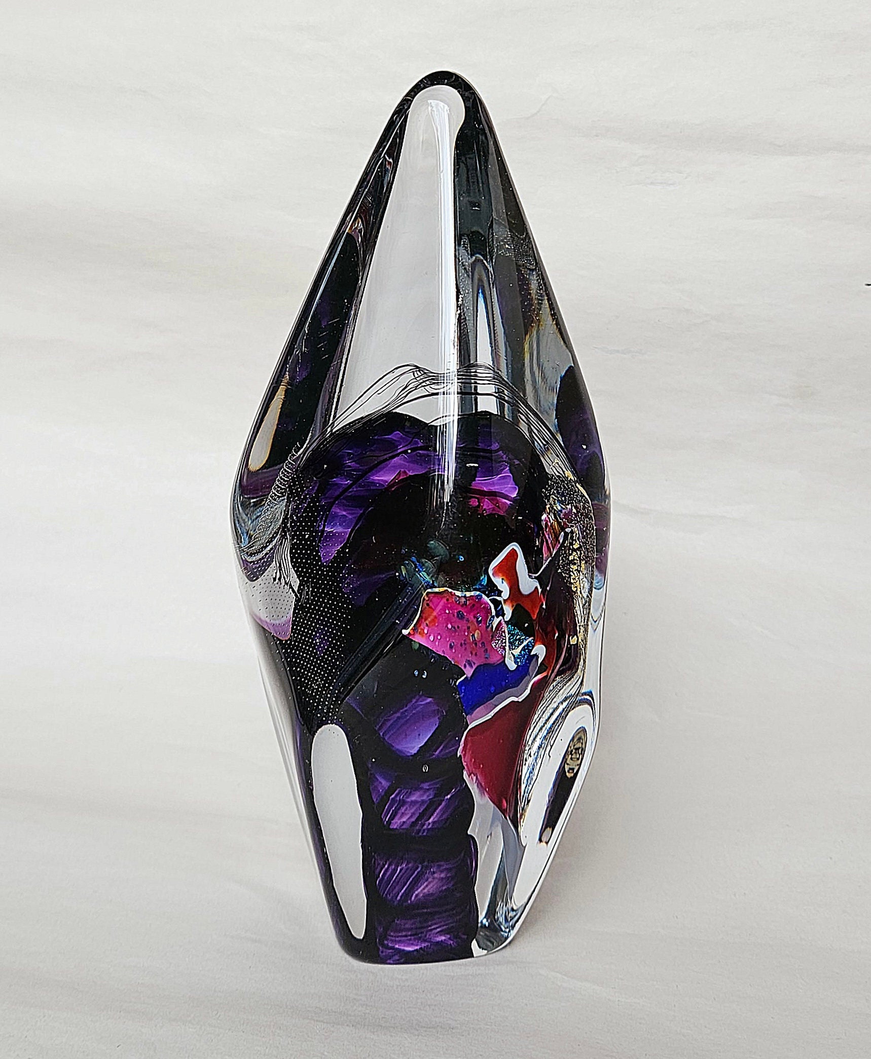 Eric Brakken Art Glass Desktop Sculpture, Monumental Paperweight ...