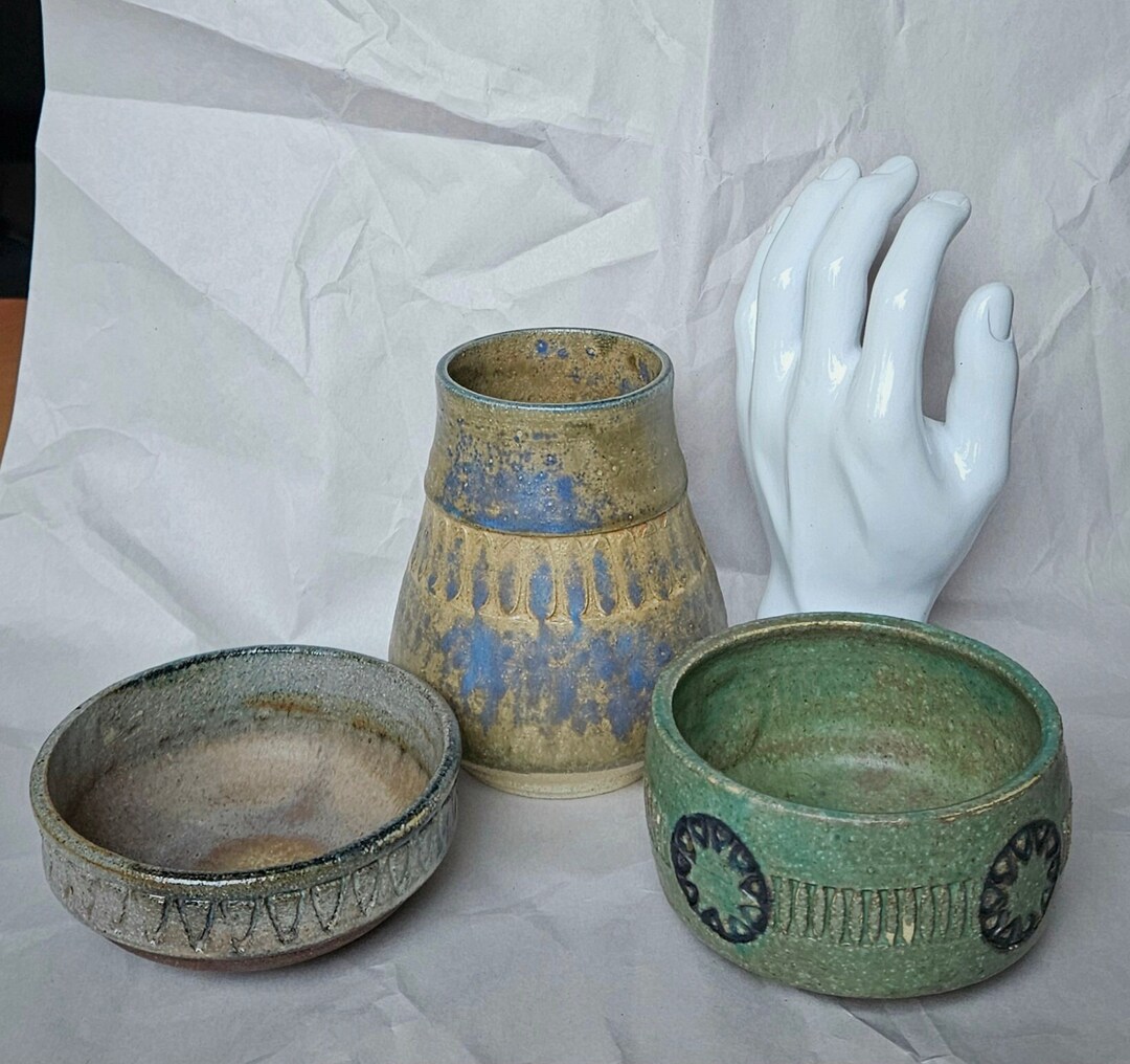 Vintage Ulla Winblad Hjelmqvist Pottery, Three Vessels, Signed, Listed ...