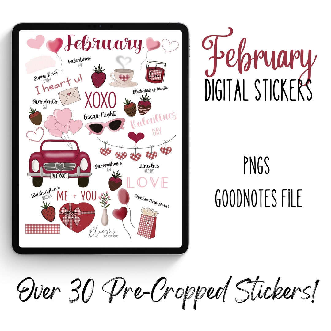 Valentine’s Day Digital Stickers | February | Digital Planner Journal ...