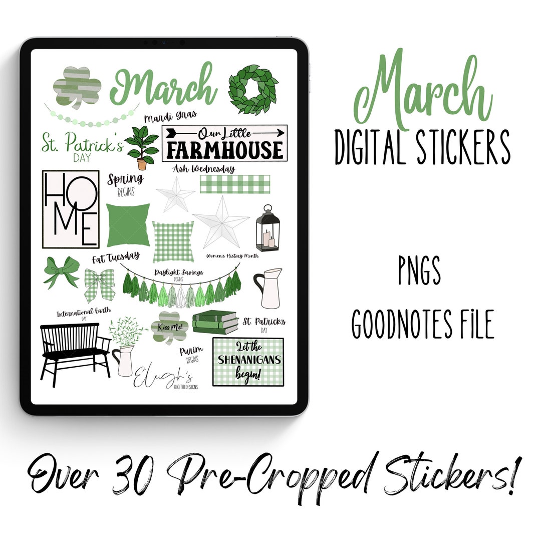St. Patrick's Day Digital Stickers | March | Digital Planner Journal ...