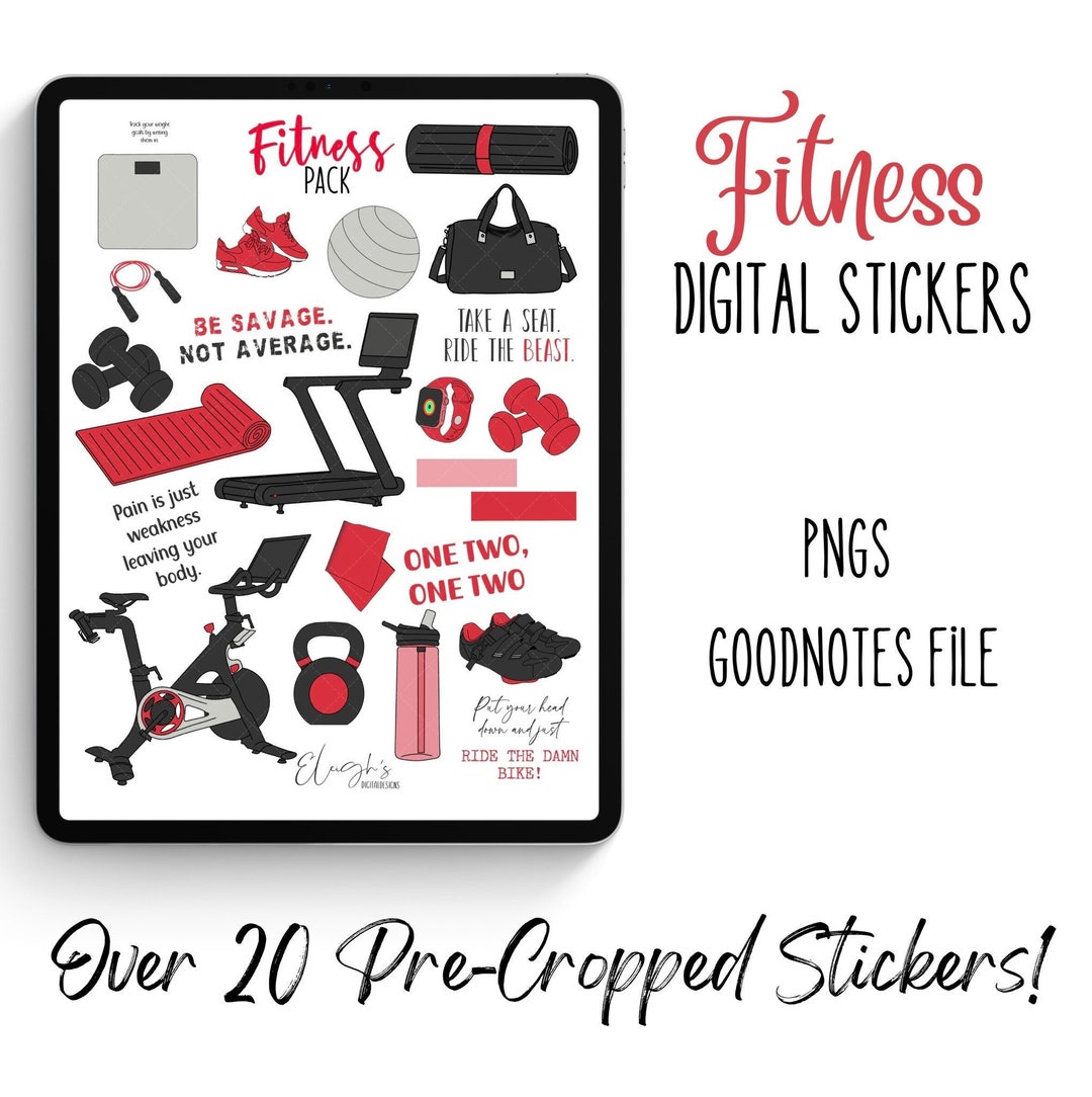 Fitness Digital Planner Journal Stickers | Goodnotes | Pngs | Pre ...
