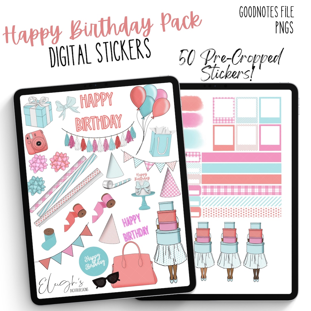 Happy Birthday Pack | Digital Stickers | Digital Planner Journal ...