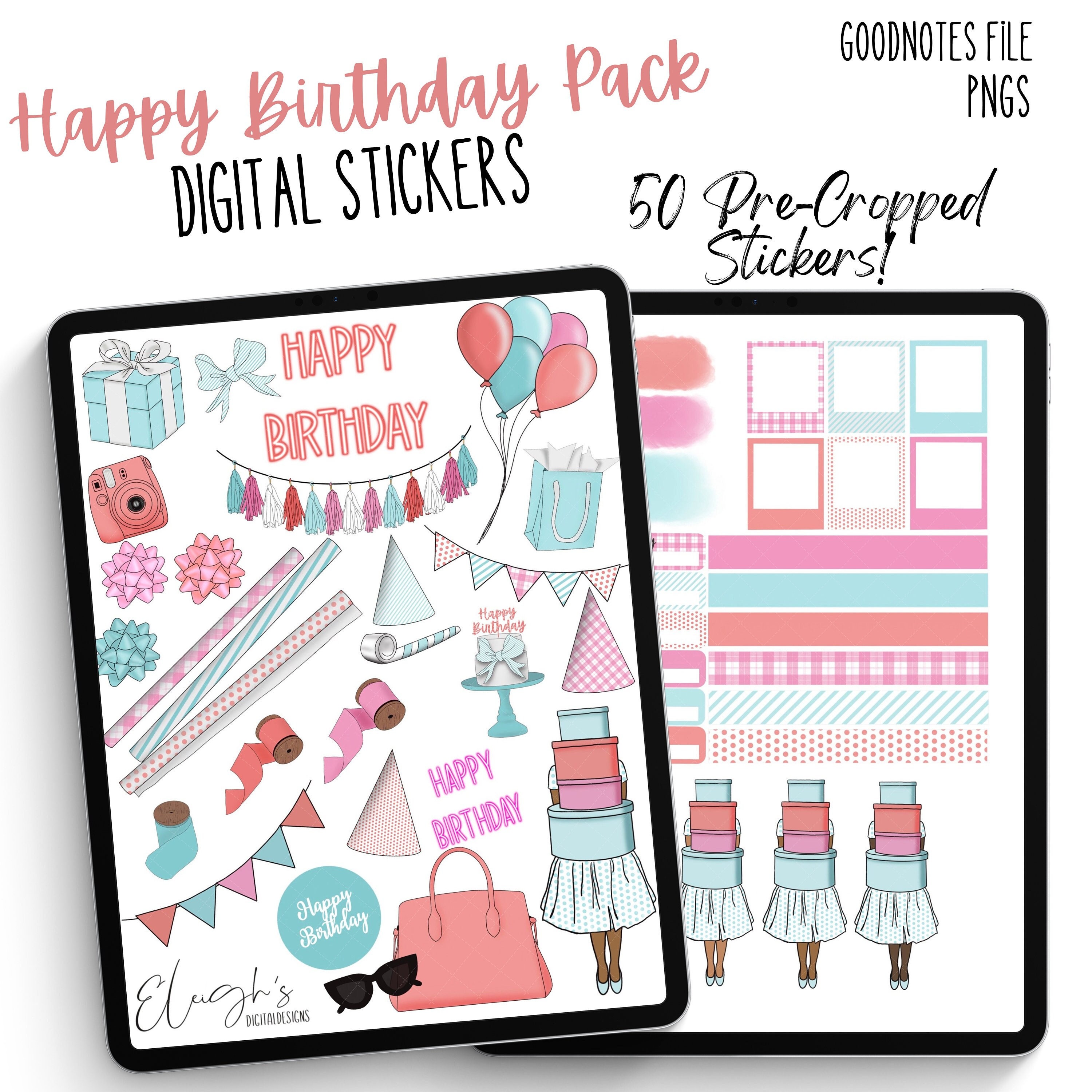 Happy Birthday Pack | Digital Stickers | Digital Planner Journal ...
