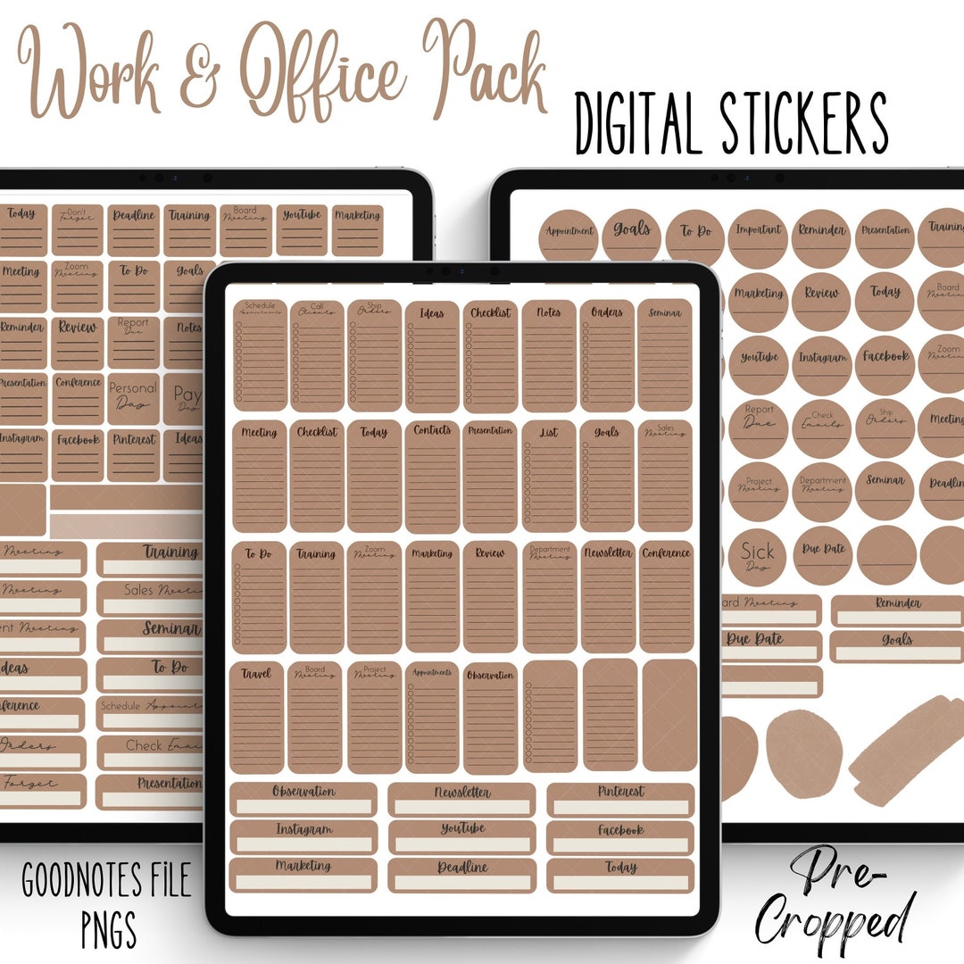 Work & Office Digital Sticker Pack | Goodnotes | Pngs | Pre-cropped ...