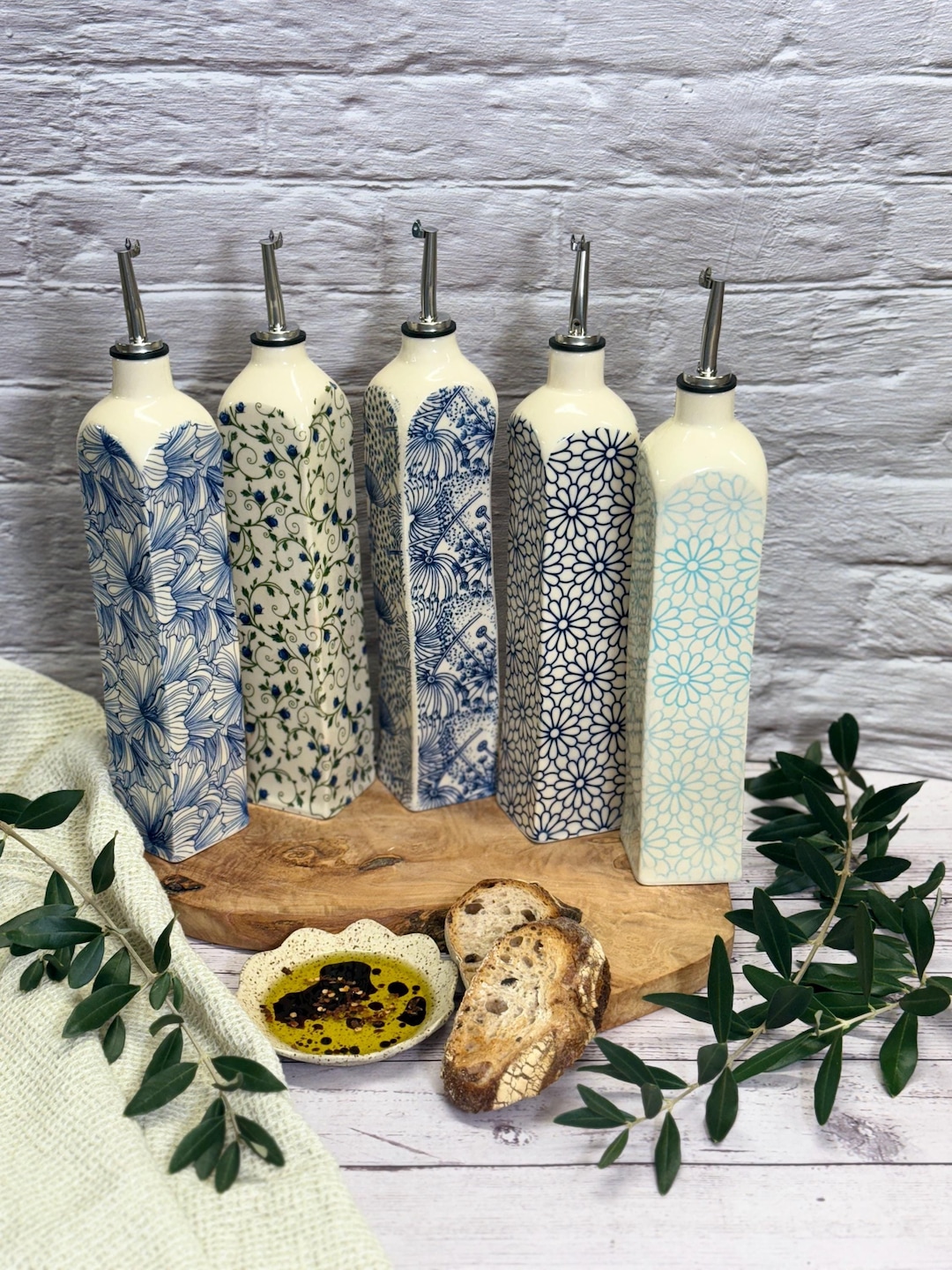 13oz, 16oz Ceramic Olive Oil Bottle, Oil Dispenser, Vinegar Bottle ...