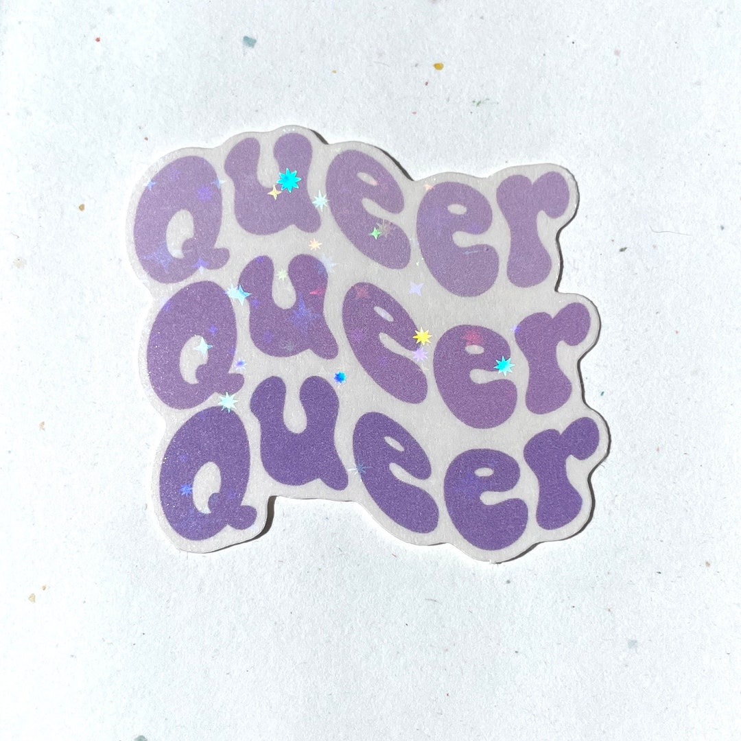 Lavender Queer Sticker Holographic Pastel Bubble Letter - Etsy
