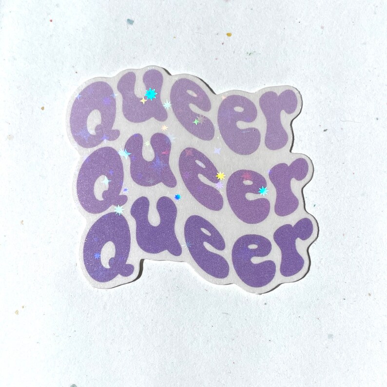 Lavender Queer Sticker Holographic Pastel Bubble Letter - Etsy