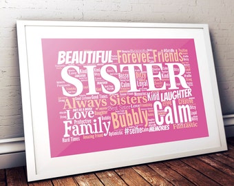 Sister word art | Etsy