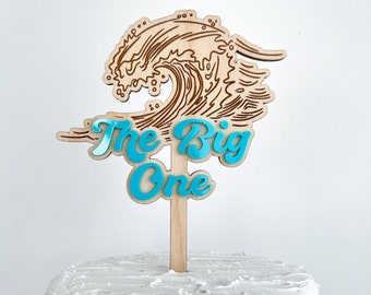The Big One Wave Birthday Themed Cake Topper, Beach Themed Cake Topper ...