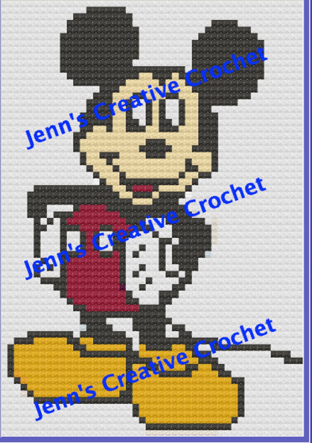 Crib Size C2C Mickey GRAPH and Row by Row Color Count - Etsy