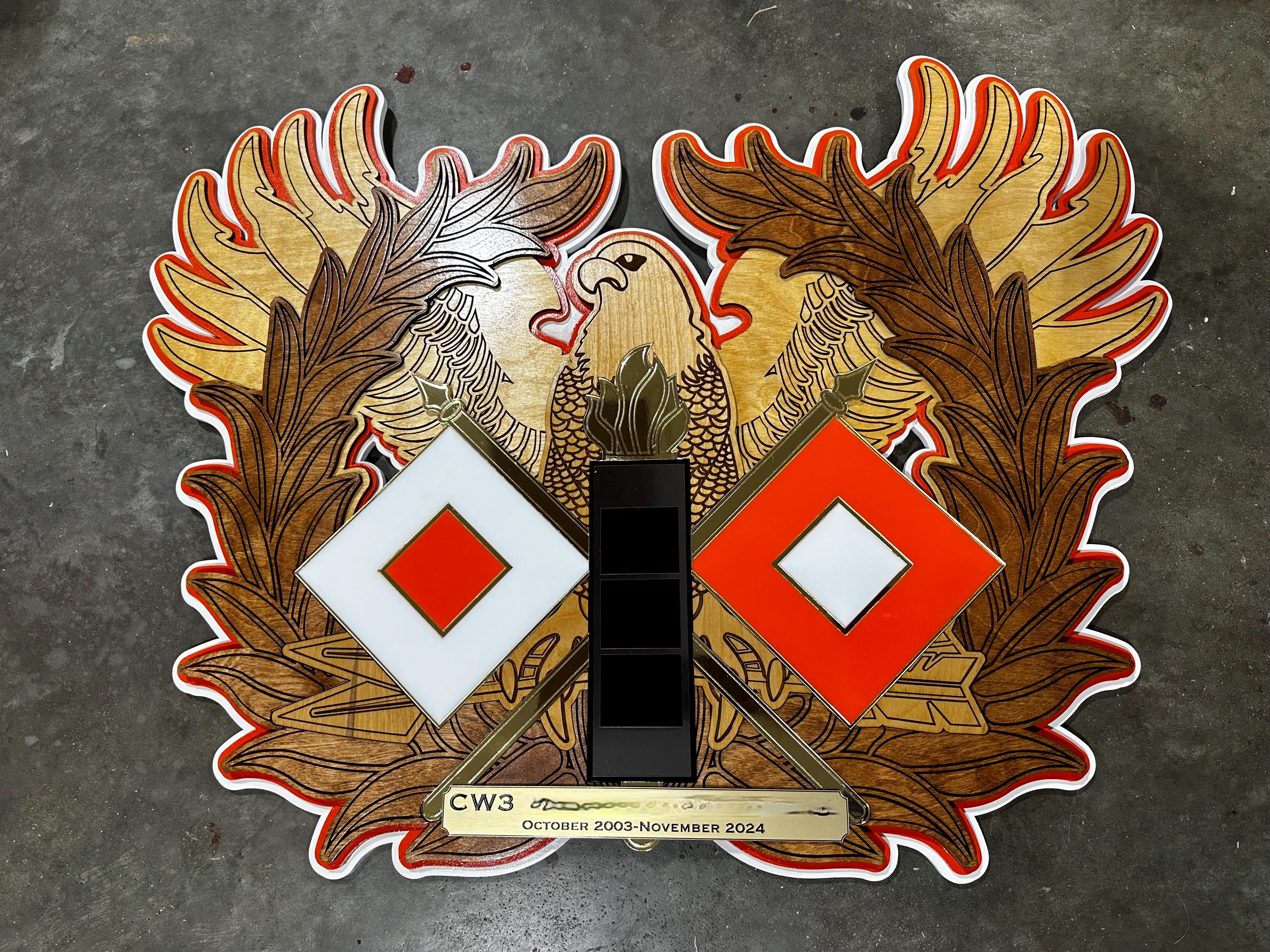 15" Custom Warrant Officer Plaque | Eagle Rising Military Retirement ...