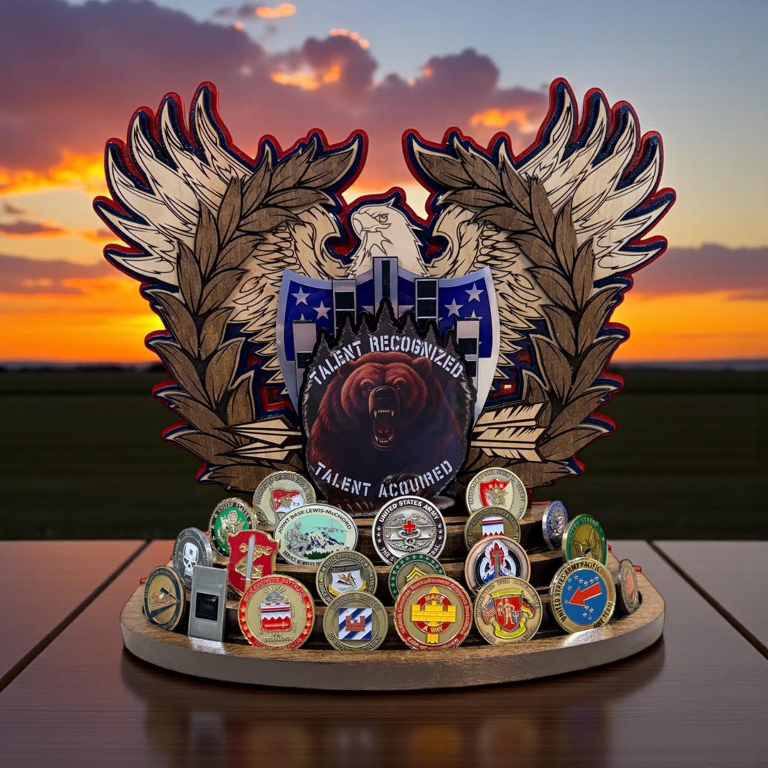 Custom Eagle Rising Coin Display | Army Warrant Officer Gift - Etsy