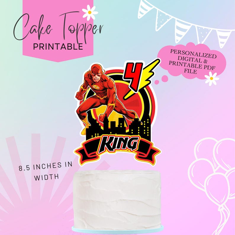 Flash Party Digital Cake Topper - Printable Cake Topper - Etsy